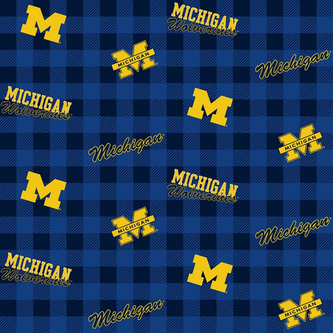University of Michigan Wolverines Fabric Plaid in Blue Premium Quality ...