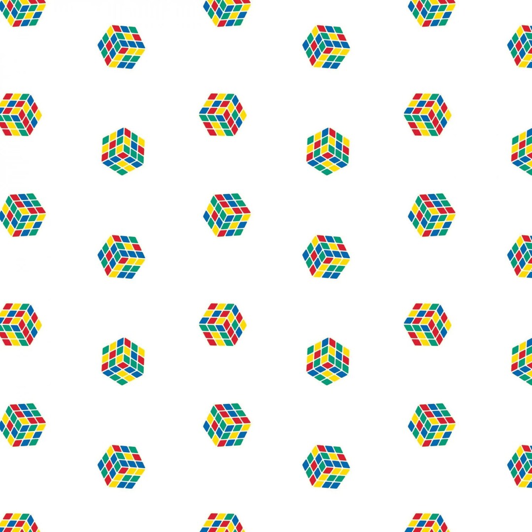 Rubik's Cube Fabric Tiny Cubes in White Premium Quality 100% Cotton ...