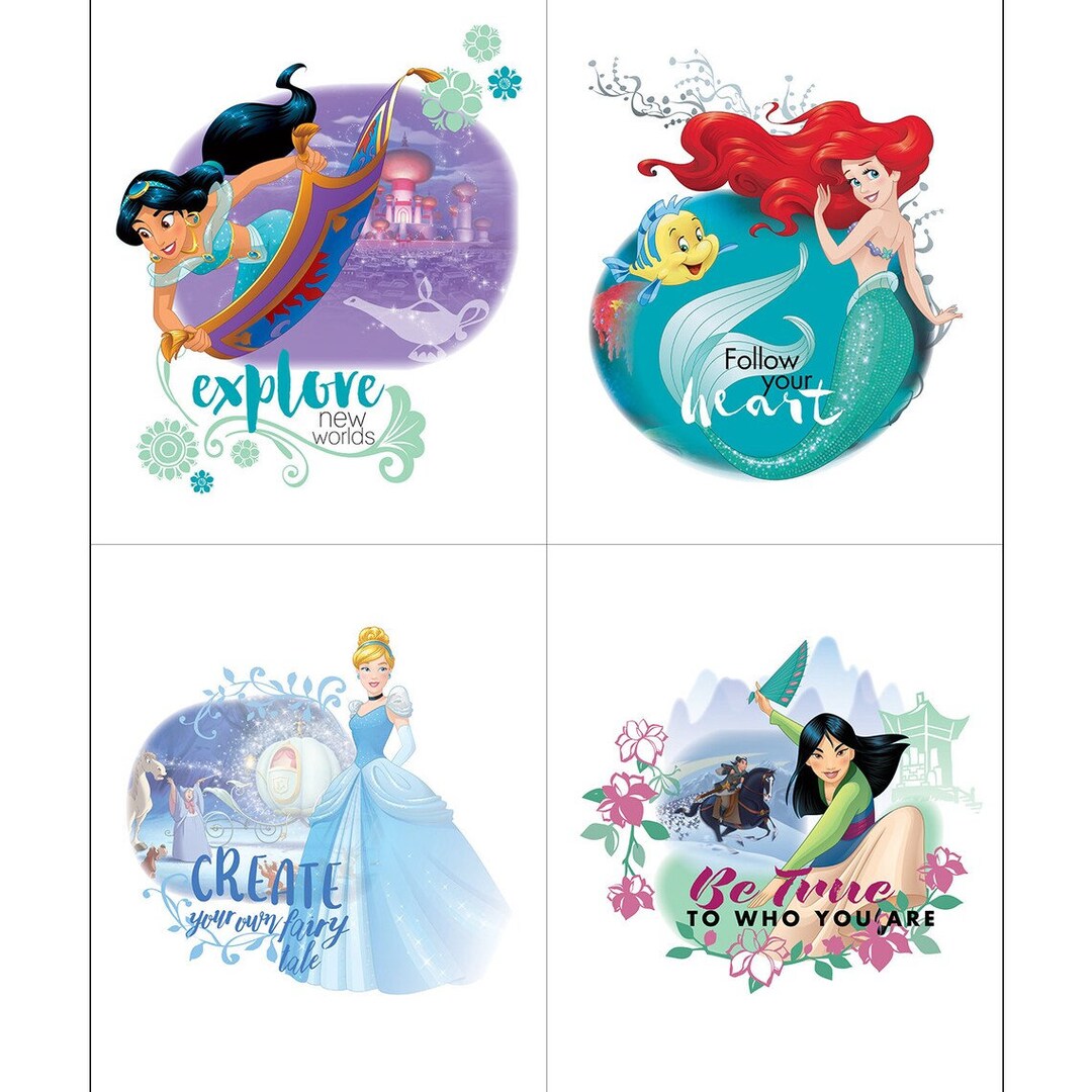 Disney Princess Fabric Explore New Worlds Panel in White in White ...