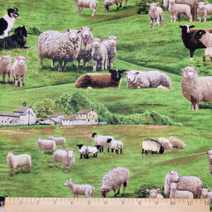 Sheep Fabric Farm Animals Sheep in Multi Premium Quality 100% Cotton ...