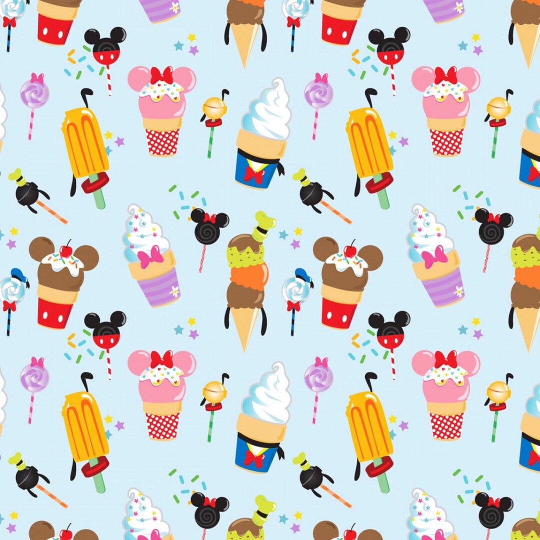 Disney Mickey and Friends Ice Cream Character Toss in Light Blue 100% ...