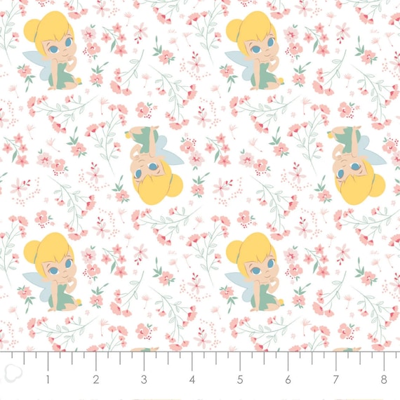 Disney Fabric Tinkerbell Fabric Neverland Gardens in White - Etsy