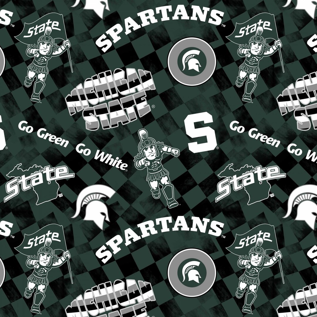 Michigan State University Spartan Fabric Check Allover 100% Cotton ...
