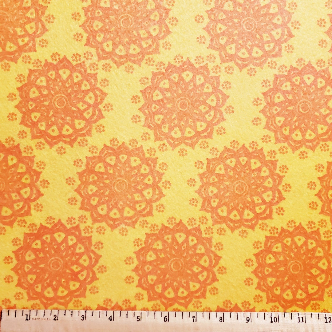 FELT Fabric Yellow and Orange Medallions Fabric - Etsy