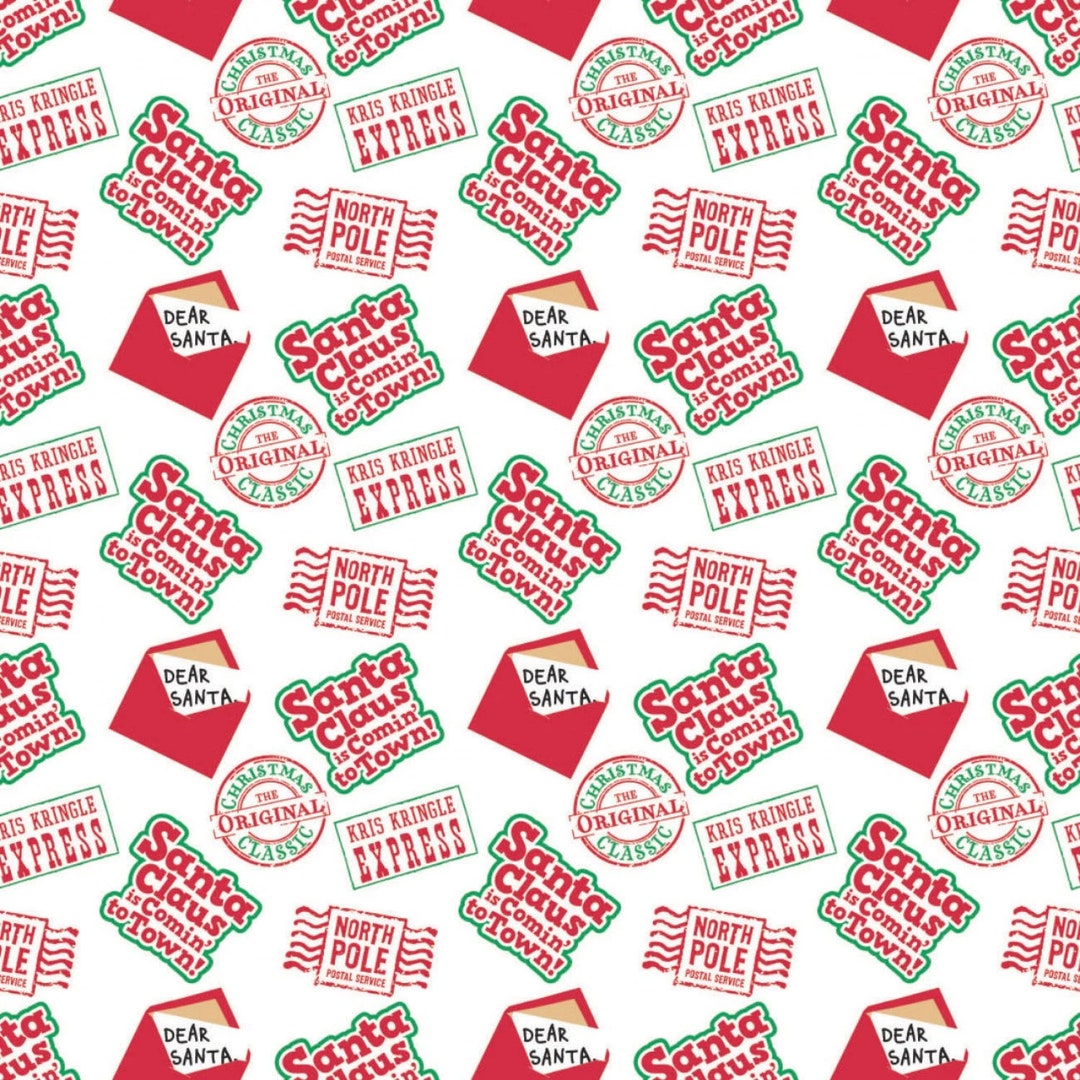 Character Winter Holiday 2 Fabric Postal Service Santa Clause is Coming ...