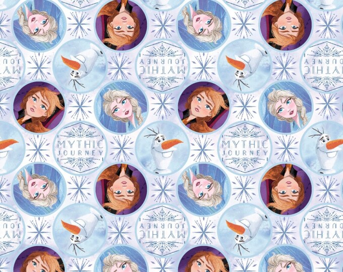 Disney Fabric Frozen 2 Anna & Elsa Mythic Journey Badges Fabric in ...
