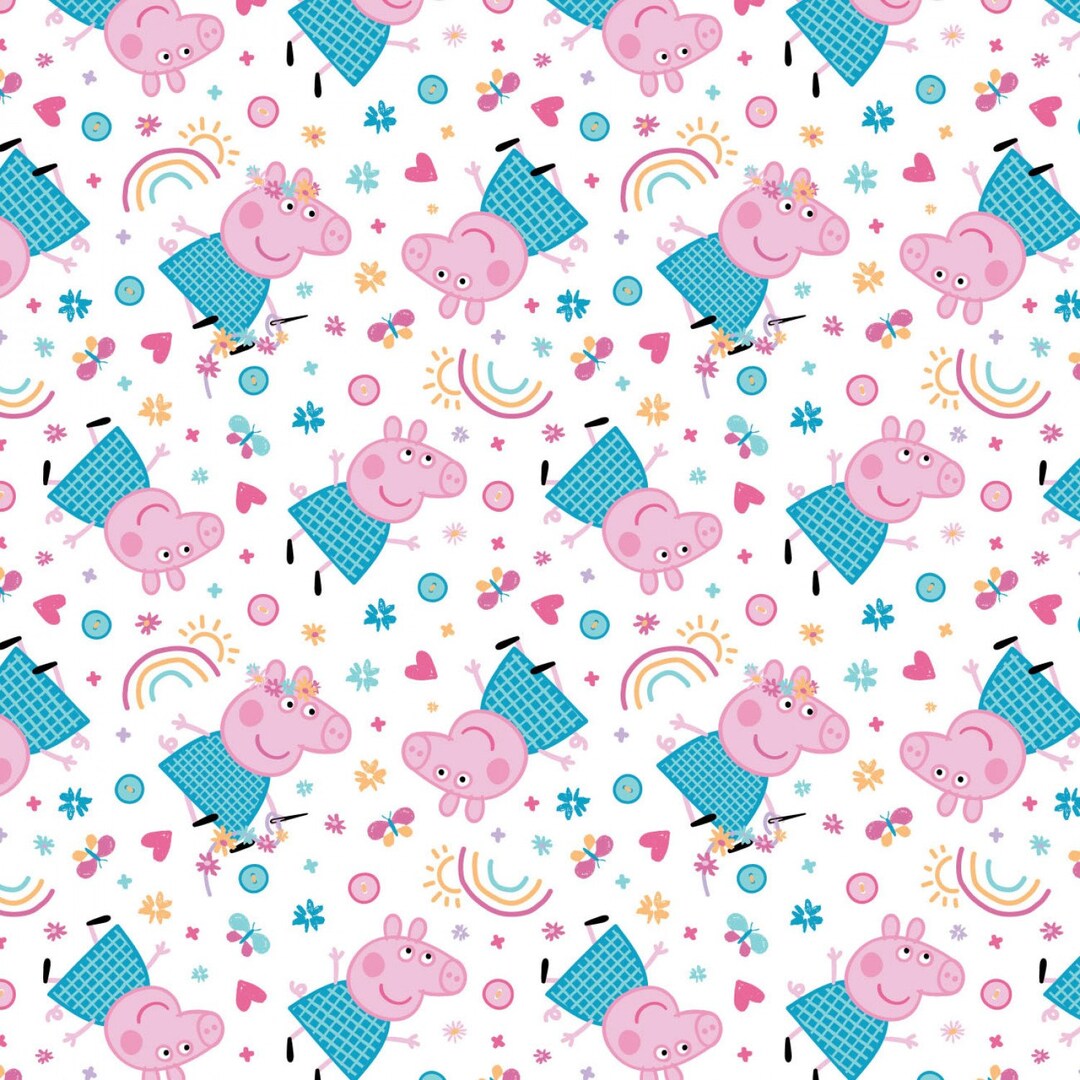 Nick Jr. Peppa the Pig Hand Made Maker's Delight on White 100% Cotton ...