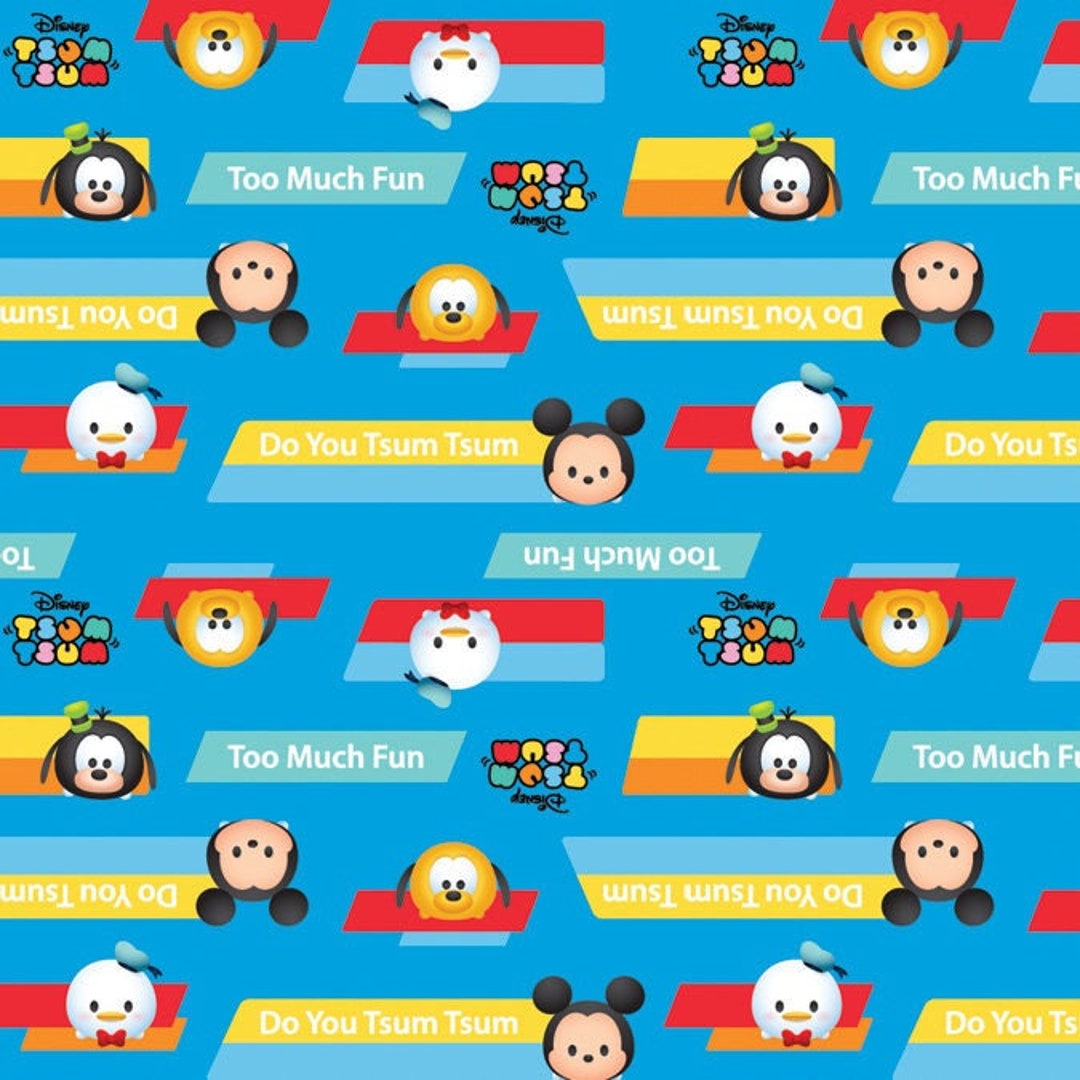 Disney Fabric Tsum Tsum Fabric Do You Tsum in Blue 100% Cotton Fabric ...