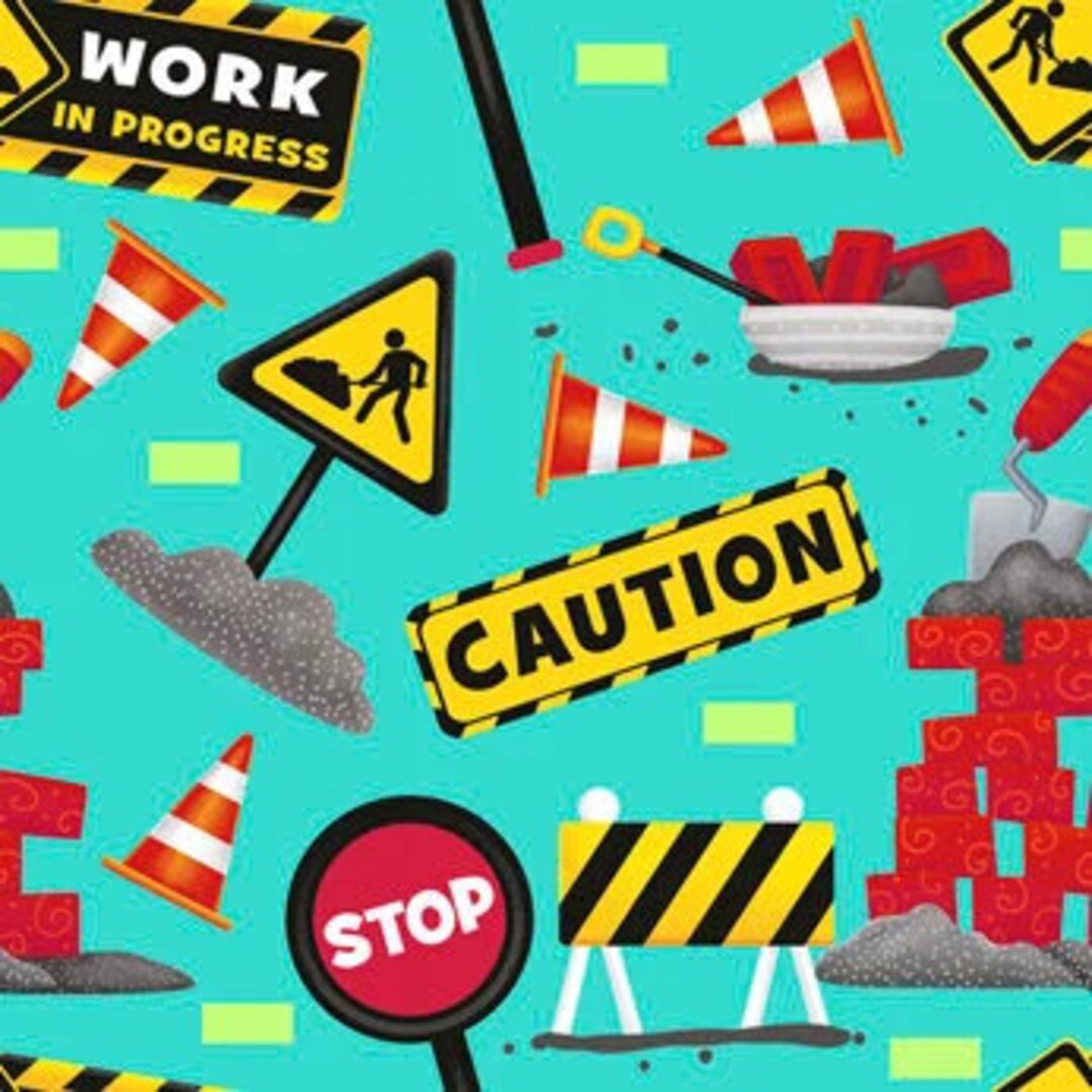 Construction Fabric Work in Progress Signs in Jade Premium - Etsy