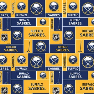 Buffalo Sabres Blocks NHL Hockey Fabric Premium Quality 100% Cotton ...
