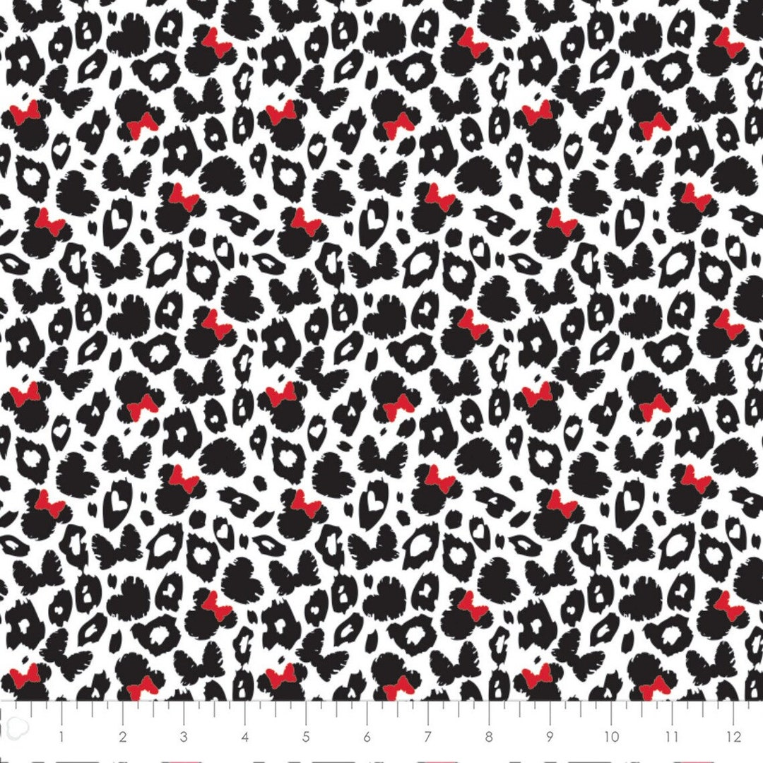 Disney Fabric Minnie Mouse Leopard Print in White Premium Quality 100% ...