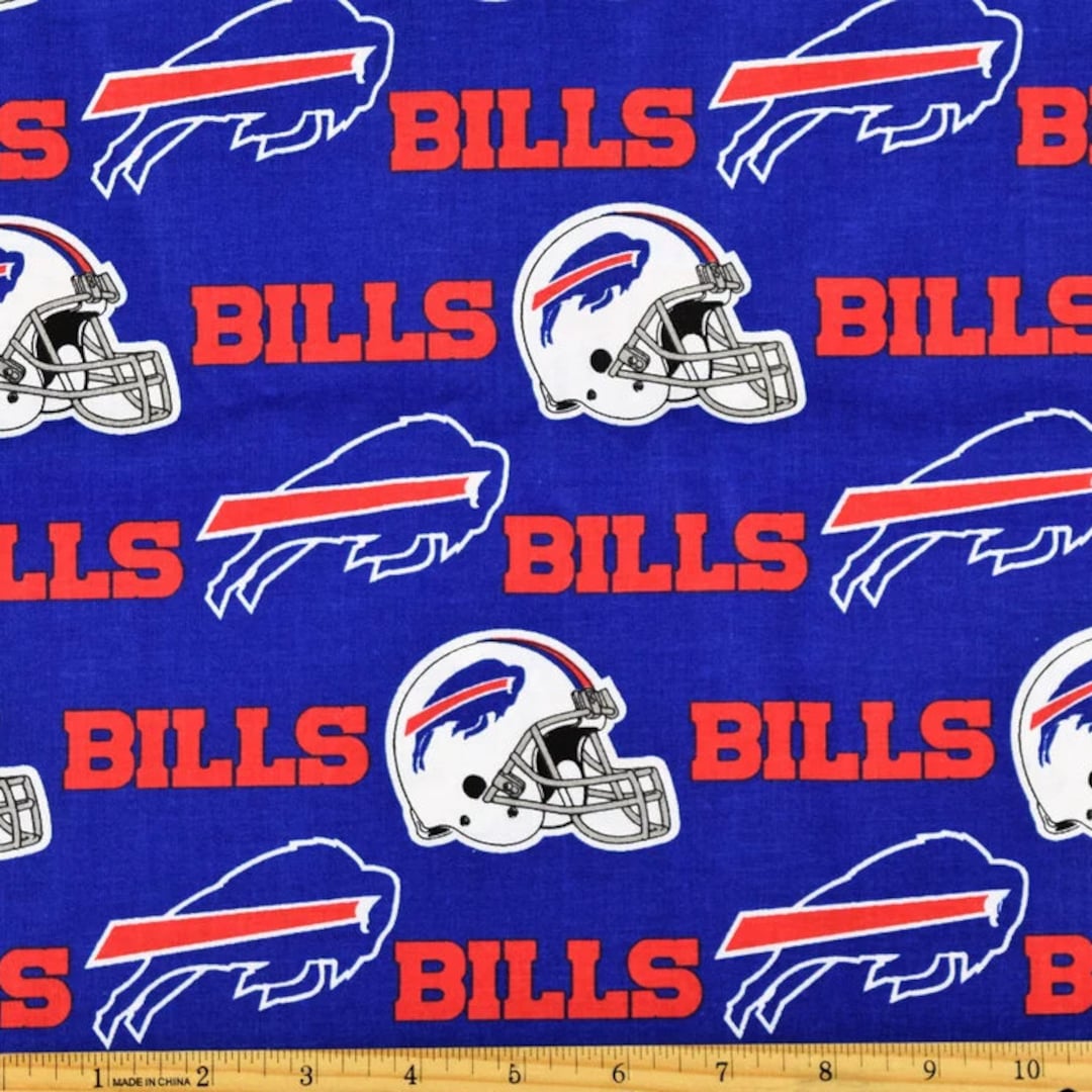Buffalo Bills Fabric Football NFL Fabric Words in Blue 58" Wide 100% ...