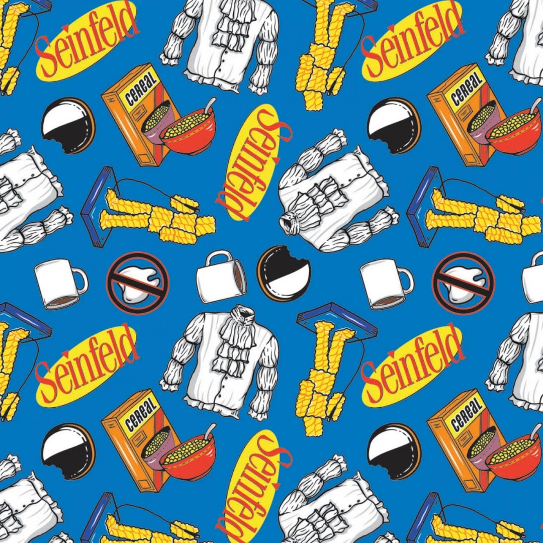 Seinfeld Fabric Jerry Icons in Blue Premium Quality 100% Cotton Fabric ...