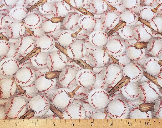 Baseballs and Bats Packed Baseball Fabric 100% Cotton From Elizabeth ...