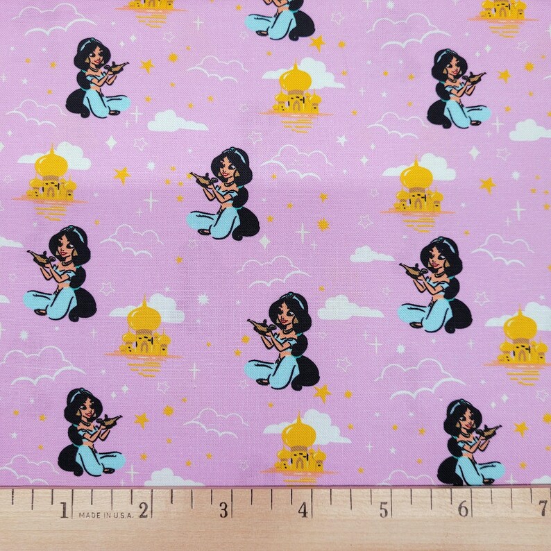 Disney Aladdin Fabric Heart of a Princess Jasmine in Purple 100% Cotton ...