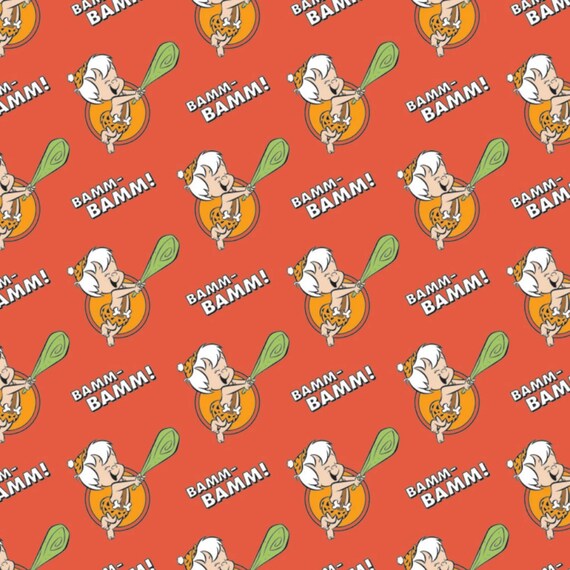 Flintstones Fabric Playful Bamm-bamm in Orange Premium Quality - Etsy