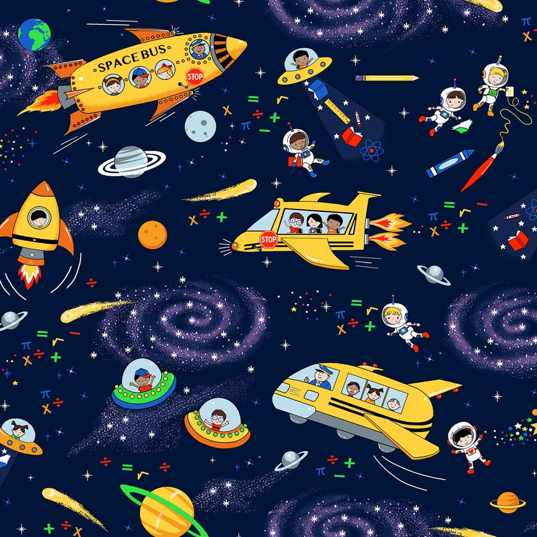 Extra Credit Cosmic Classroom in Navy 100% Cotton by Freckle & Lollie ...