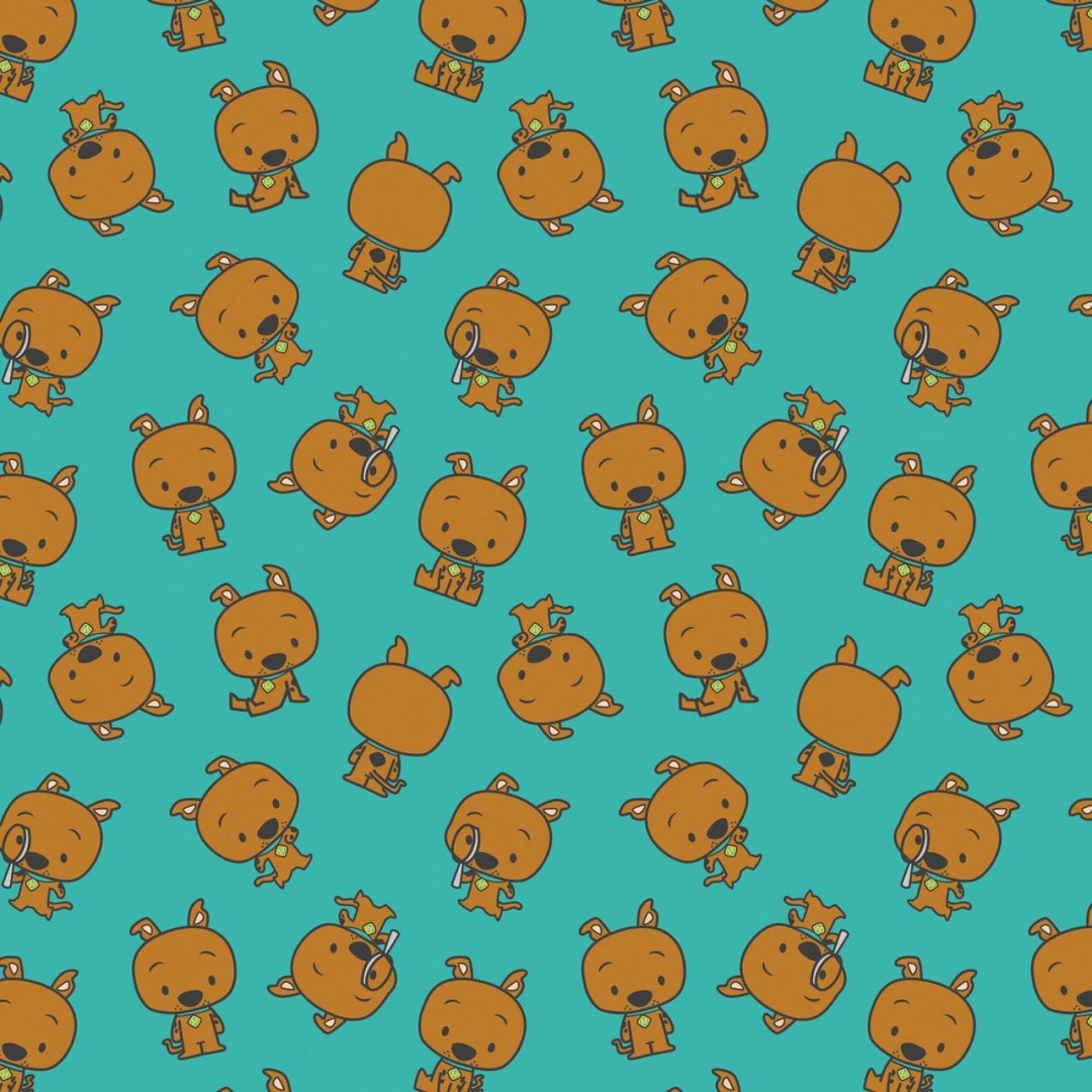 Scooby Doo Fabric Chibi Scooby Doo Toss in Teal Hanna-barbera Premium ...