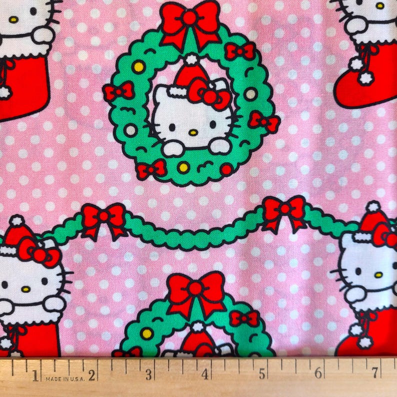 Hello Kitty Sanrio Collection Fabric Christmas Wreaths on Polka Dots ...