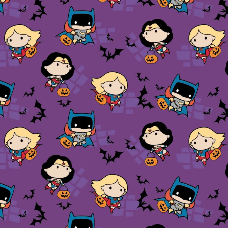 DC Comics Fabric Halloween Fabric Girl Kawaii in Purple Premium Quality ...
