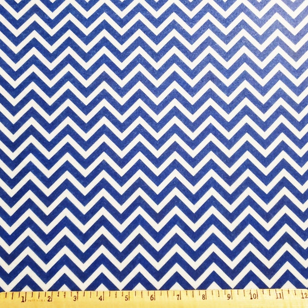 Blue Chevron Fabric - Etsy