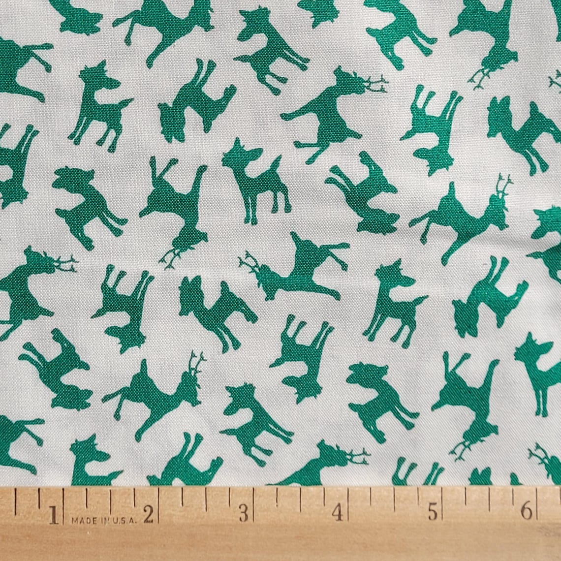 Christmas Fabric Rudolph and Friends Silhouettes in Green 100% Cotton ...