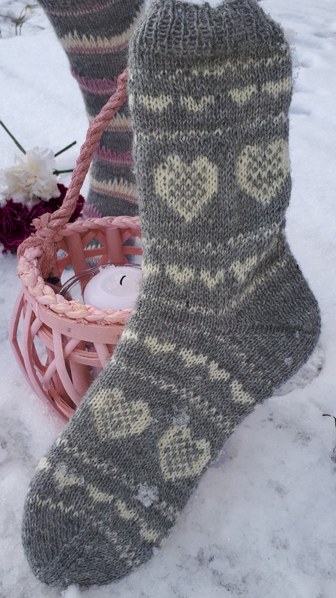 Heart Pattern Sock, Heart Sock, Knitting Pattern, German Instructions ...
