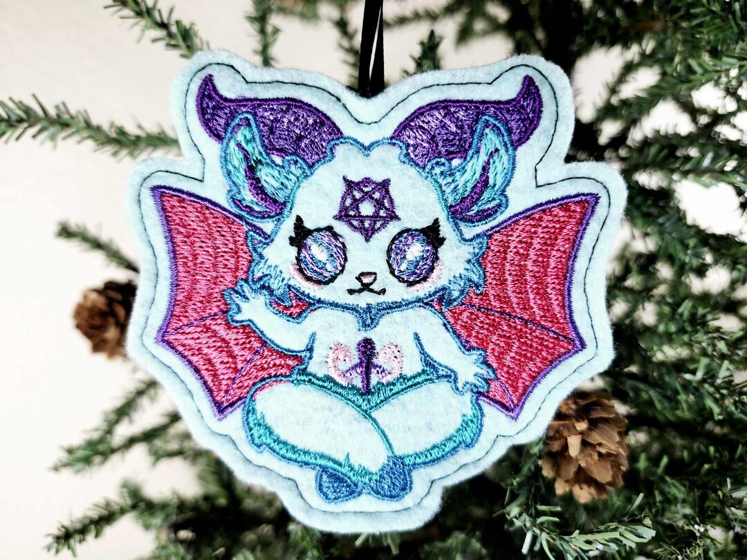 Baphomet Embroidered Felt Christmas Ornament: Spooky Goth Pagan Decor ...