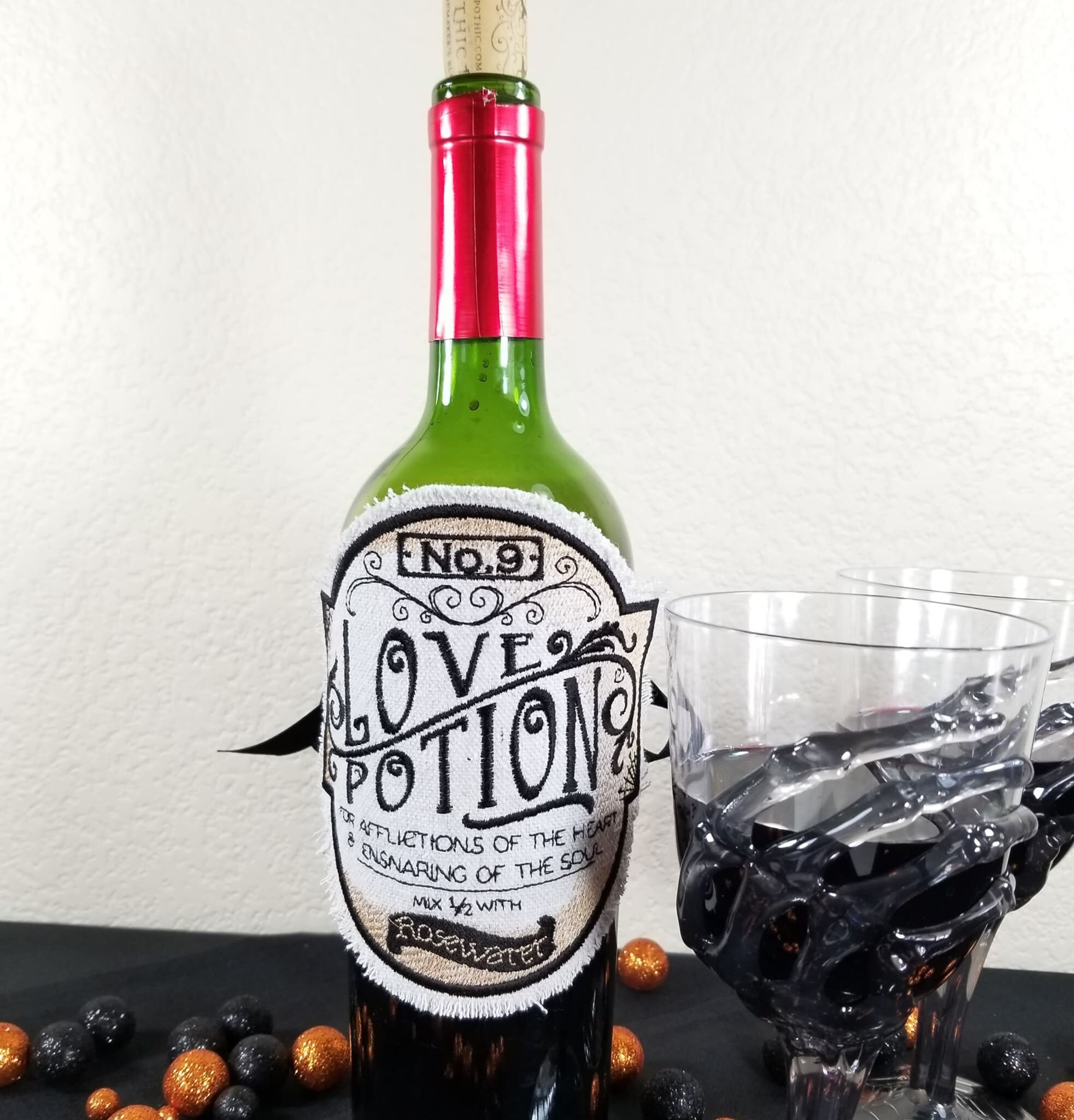 Love Potion Apothecary Embroidered Wine Bottle Labels Etsy