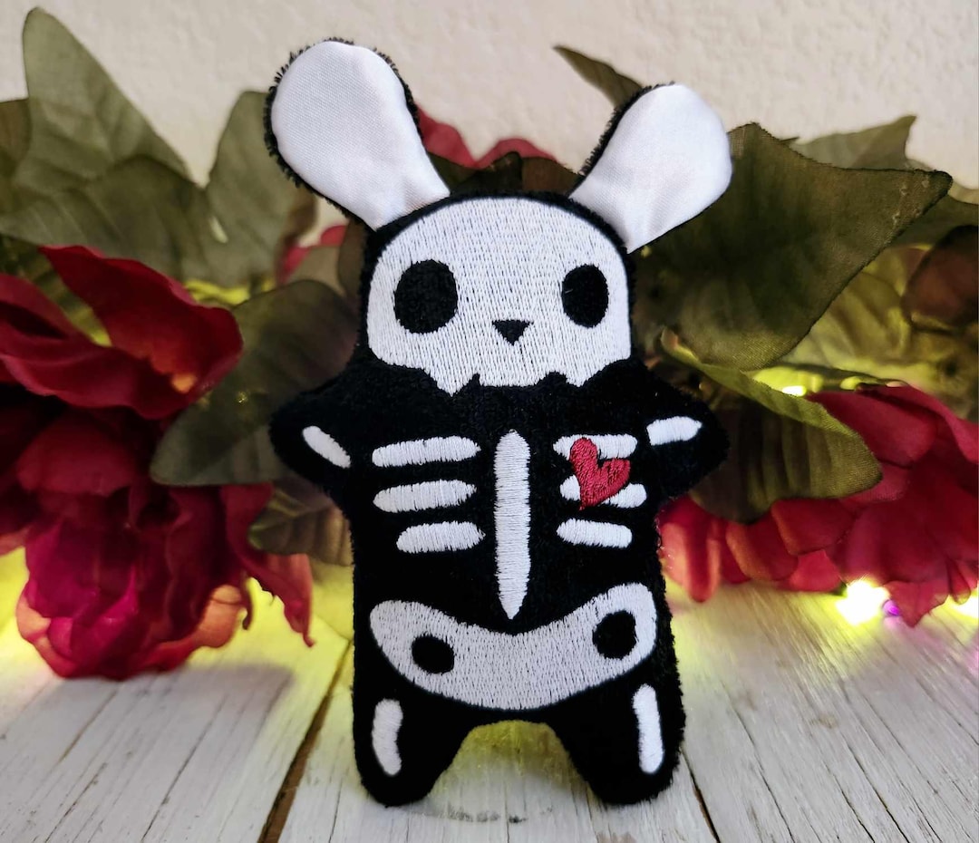 Black Bear Skelly Plushie, Stuffed Animal, Halloween Teddy Bear ...