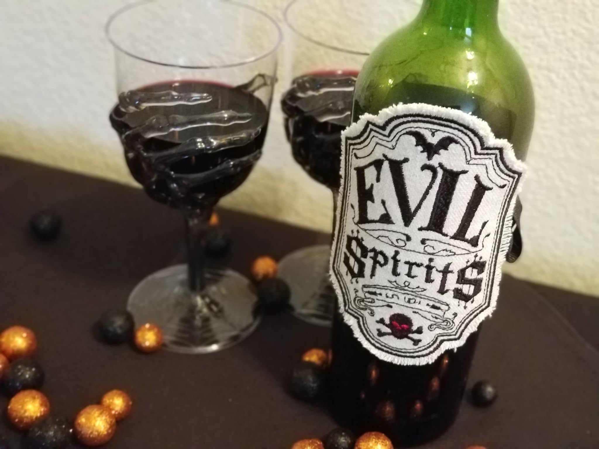 Evil Spirits Apothecary Embroidered Wine Bottle Labels | Etsy