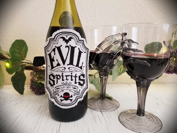 Evil Spirits Apothecary Embroidered Wine Bottle Labels for | Etsy