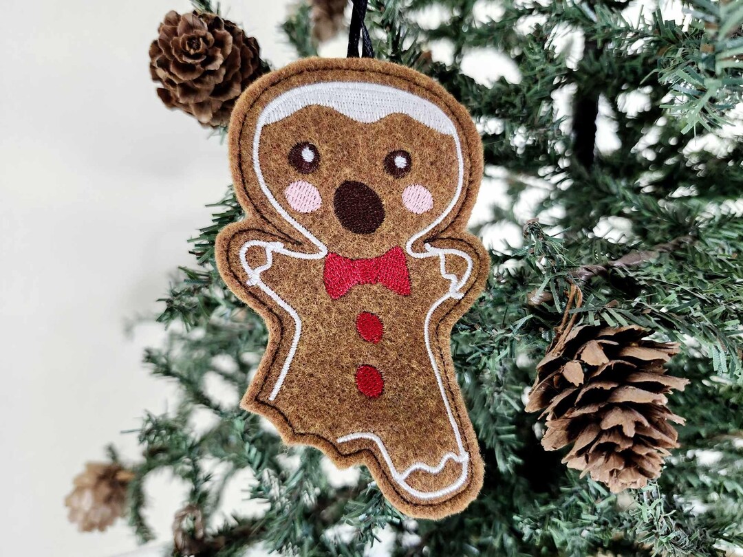 Bitten Gingerbread Man Embroidered Felt Ornament: Funny Christmas Decor ...