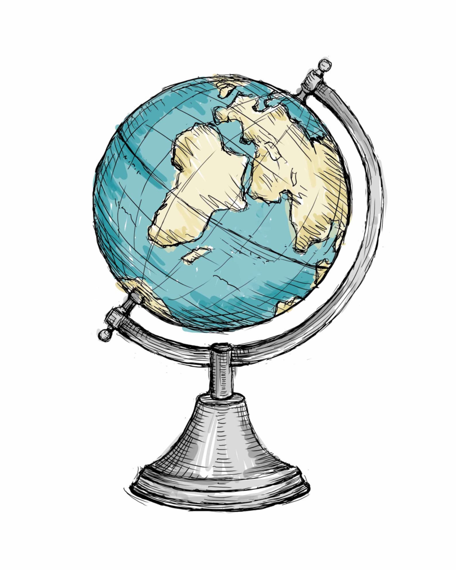 Globe Art Print, Instant Download Printable Art, Travel, World Map ...
