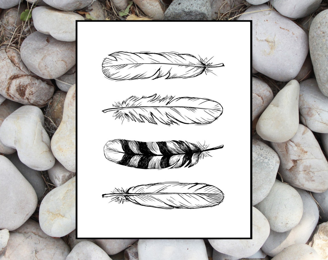 Feather Drawing Instant Download Art, Tribal Nursery Art, Digital Files ...