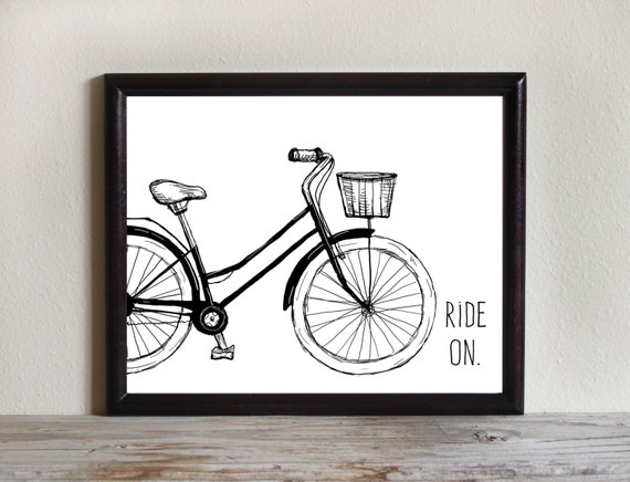 Bicycle Print Instant Download Printable Art Bike Drawing | Etsy