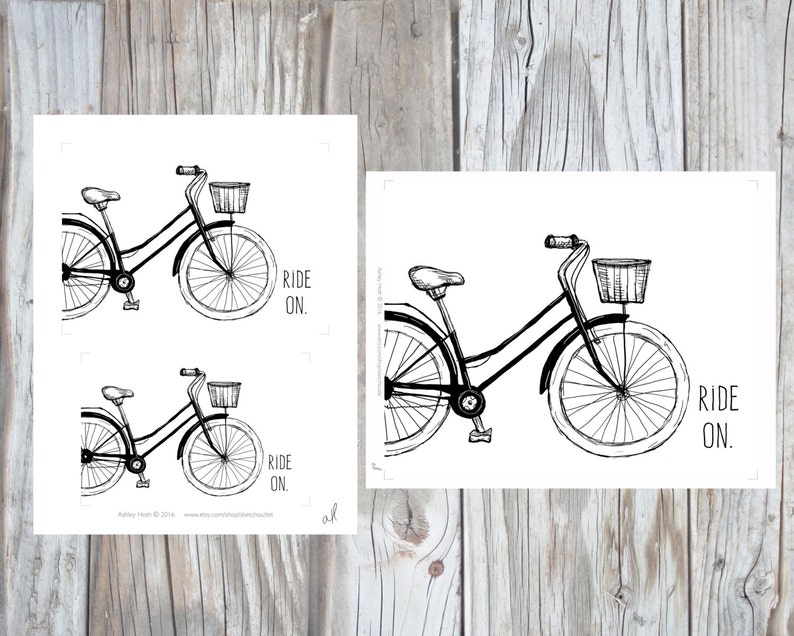 Bicycle Print Instant Download Printable Art Bike Drawing | Etsy