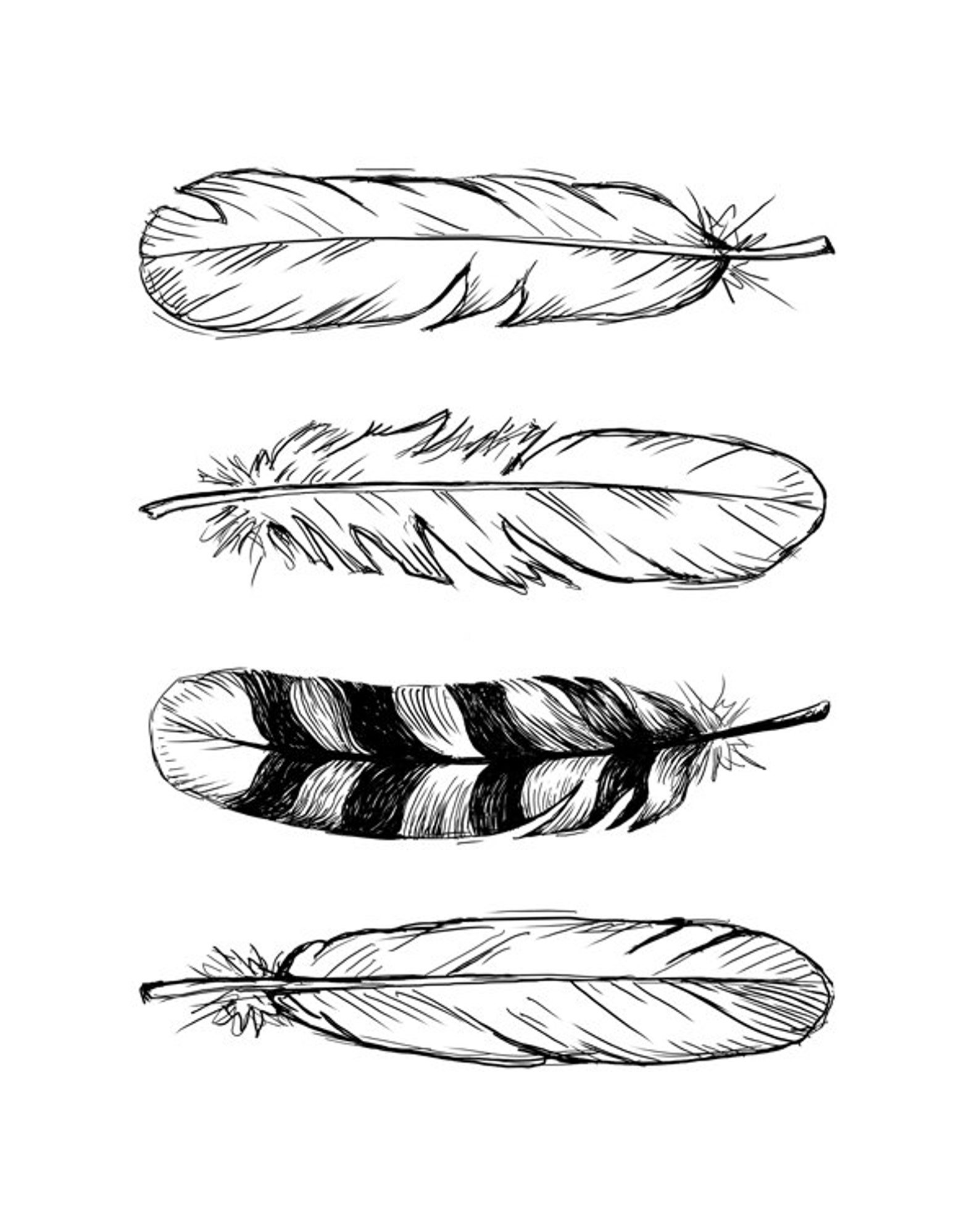 Feather Drawing Instant Download Art, Tribal Nursery Art, Digital Files ...