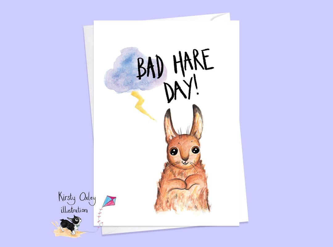 Bad Hare Day Greetings Card - Etsy