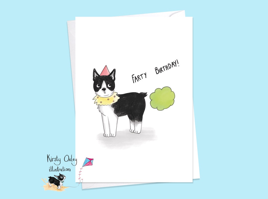 Farty Birthday Boston Terrier Birthday Card - Etsy