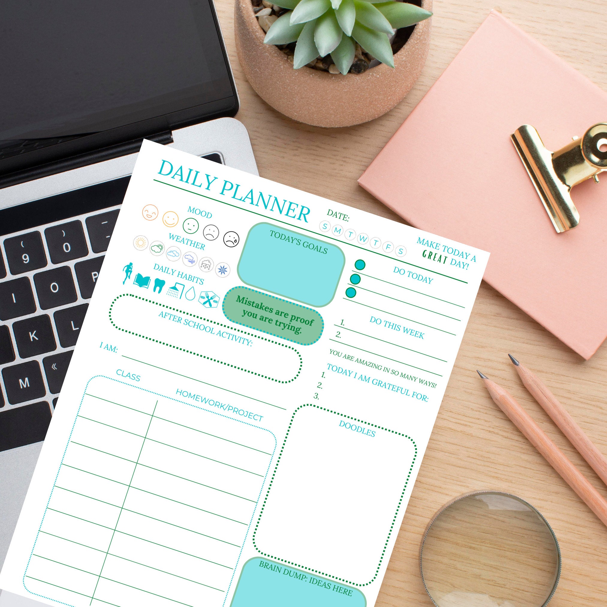 ADHD Teen Daily Planner // ADHD Printable Daily Planner // Teen ...