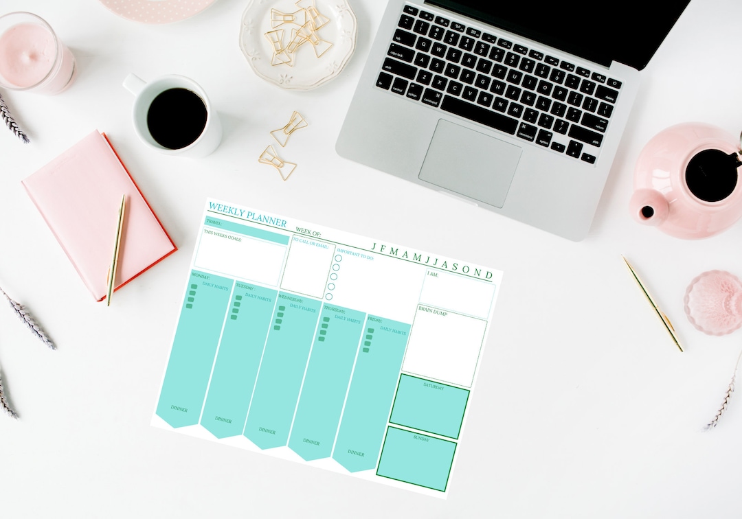 Digital Weekly Planner // Printable Weekly Planner // Printable Weekly ...