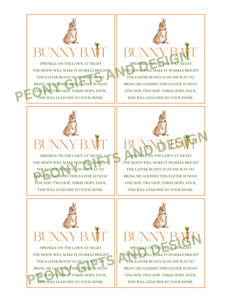 Printable Bunny Bait Tags|| Digital Download Easter Bunny Bait ...