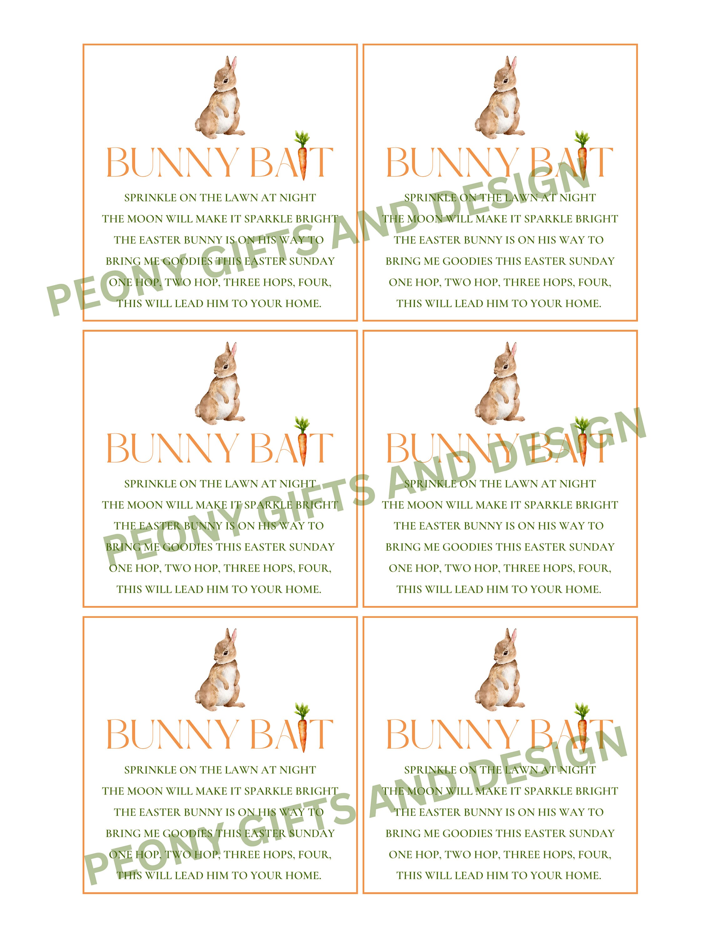 Printable Bunny Bait Tags|| Digital Download Easter Bunny Bait ...