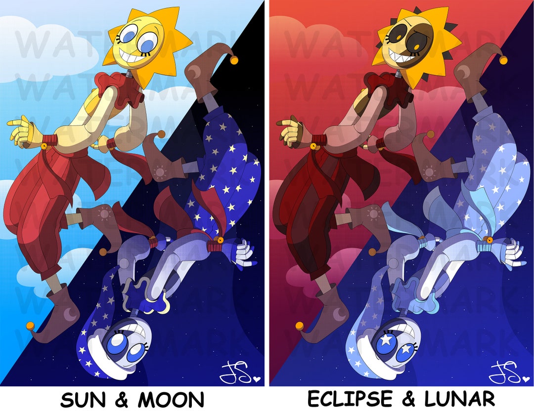 Violación de seguridad de FNAF: carteles de Sol y Luna/Eclipse y Luna ...
