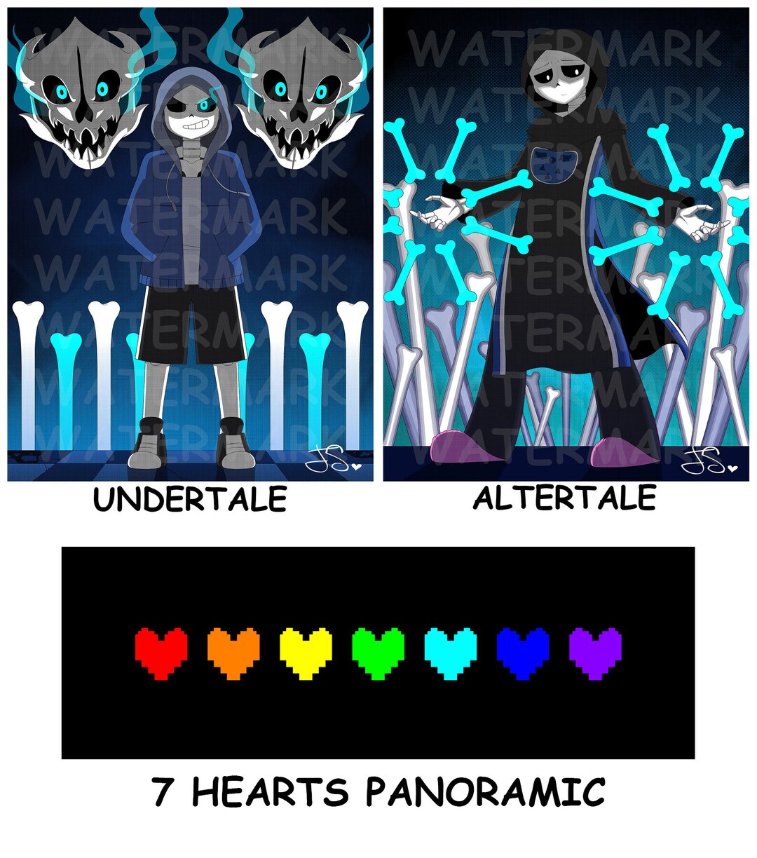 CLEARANCE Undertale and Altertale Sans 18X24 Posters & 7 Hearts ...