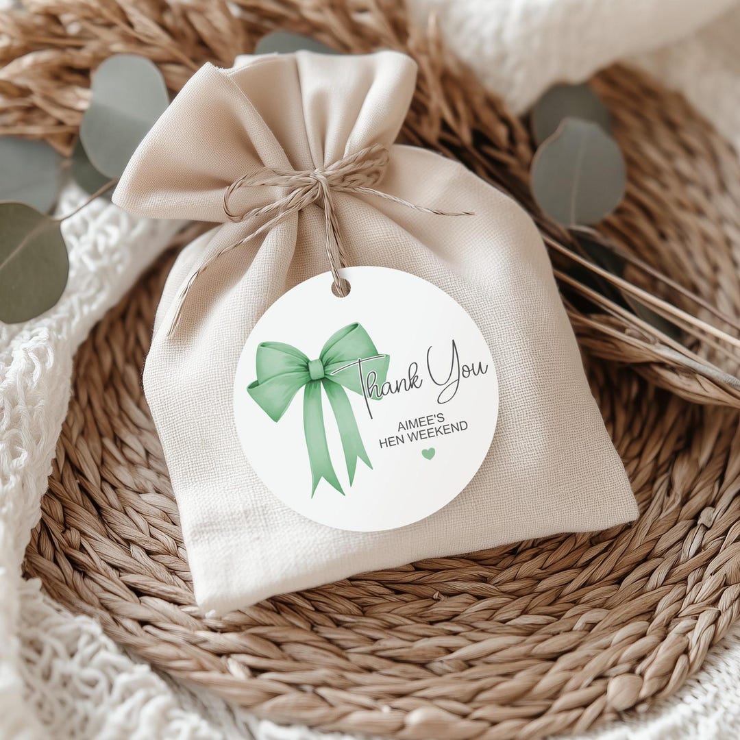 Personalised PK15 Bow Bridal Shower Round Tags | Custom Hen Party ...