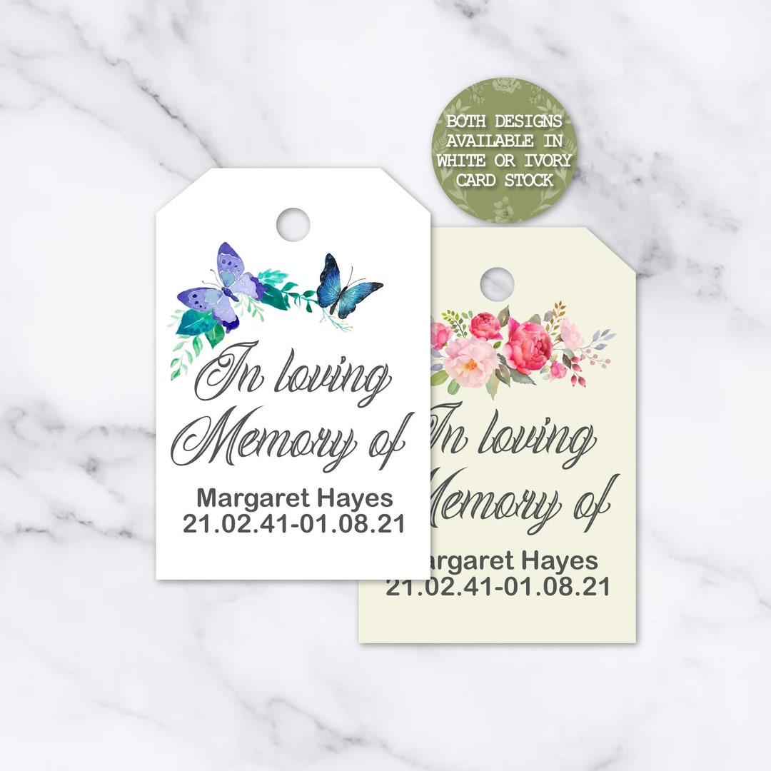 Personalised Pk12 in Loving Memory Remembrance Tags Custom Funeral Tags ...