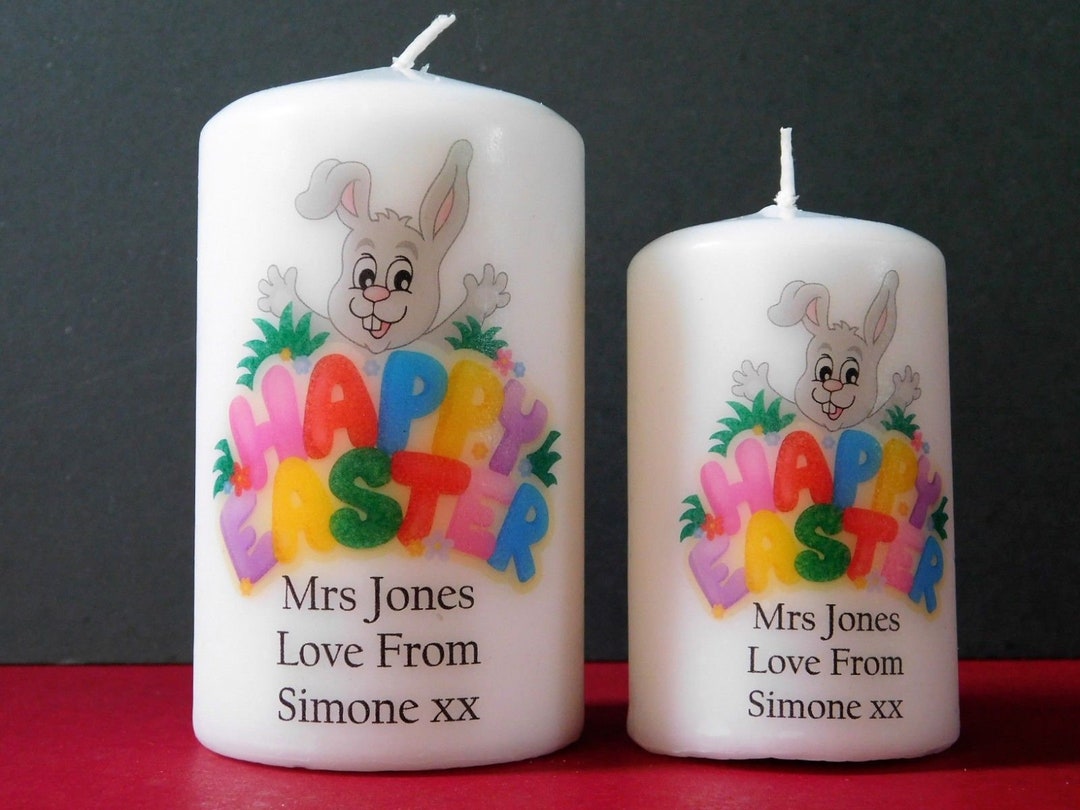 Personalised Happy Easter Candle With Bunny Wife Girlfriend Husband ...