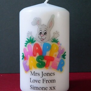 Personalised Happy Easter Candle With Bunny Wife Girlfriend Husband ...